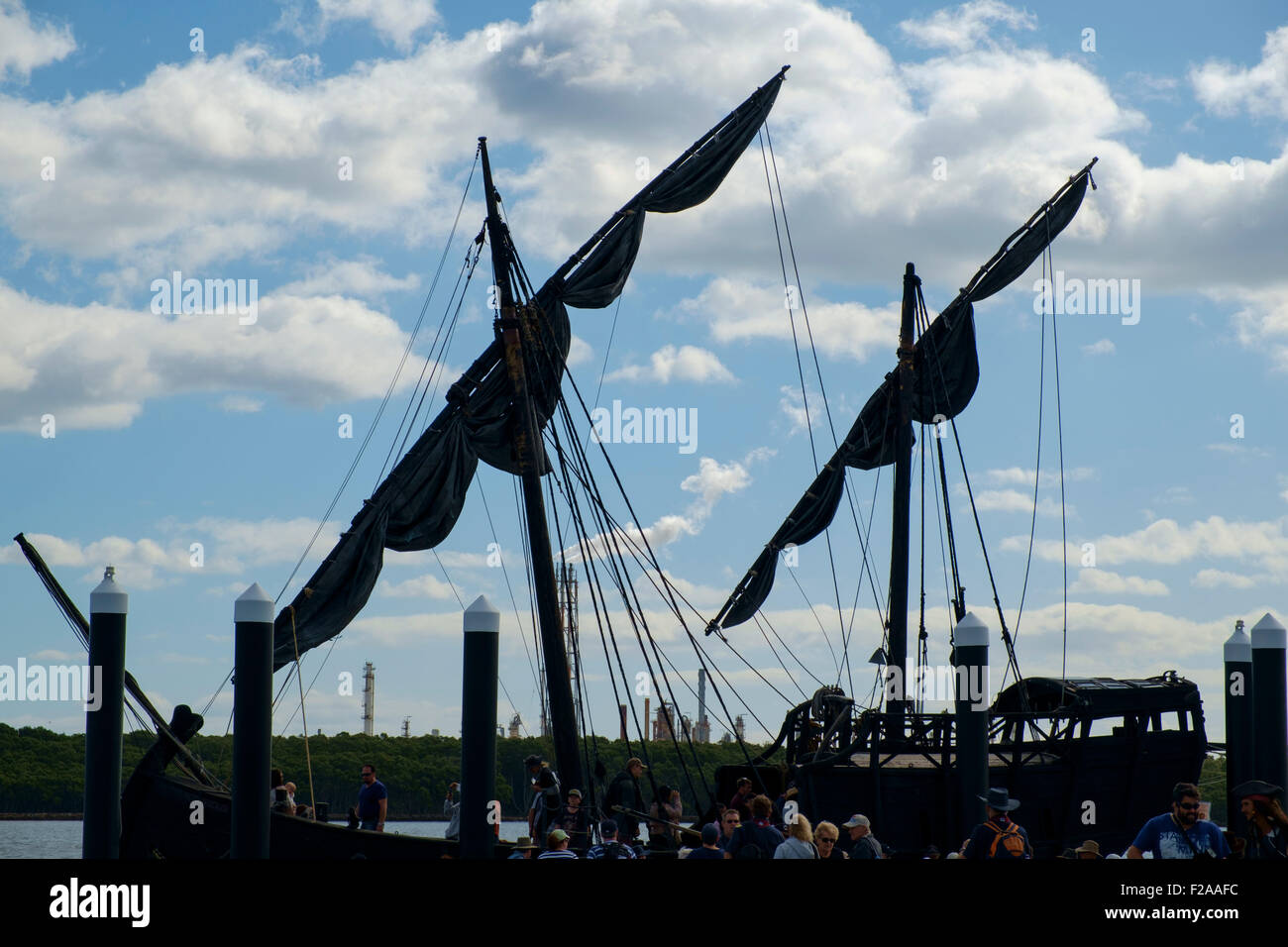 Pirate ship "Notorious" from "Pirates of the Caribean 5" filming Stock ...
