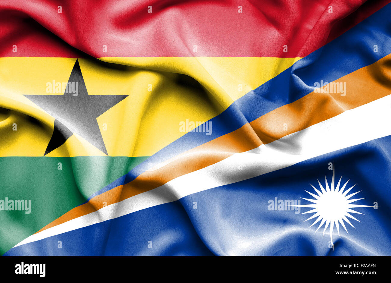 Waving flag of Marshall Islands and Ghana Stock Photo - Alamy