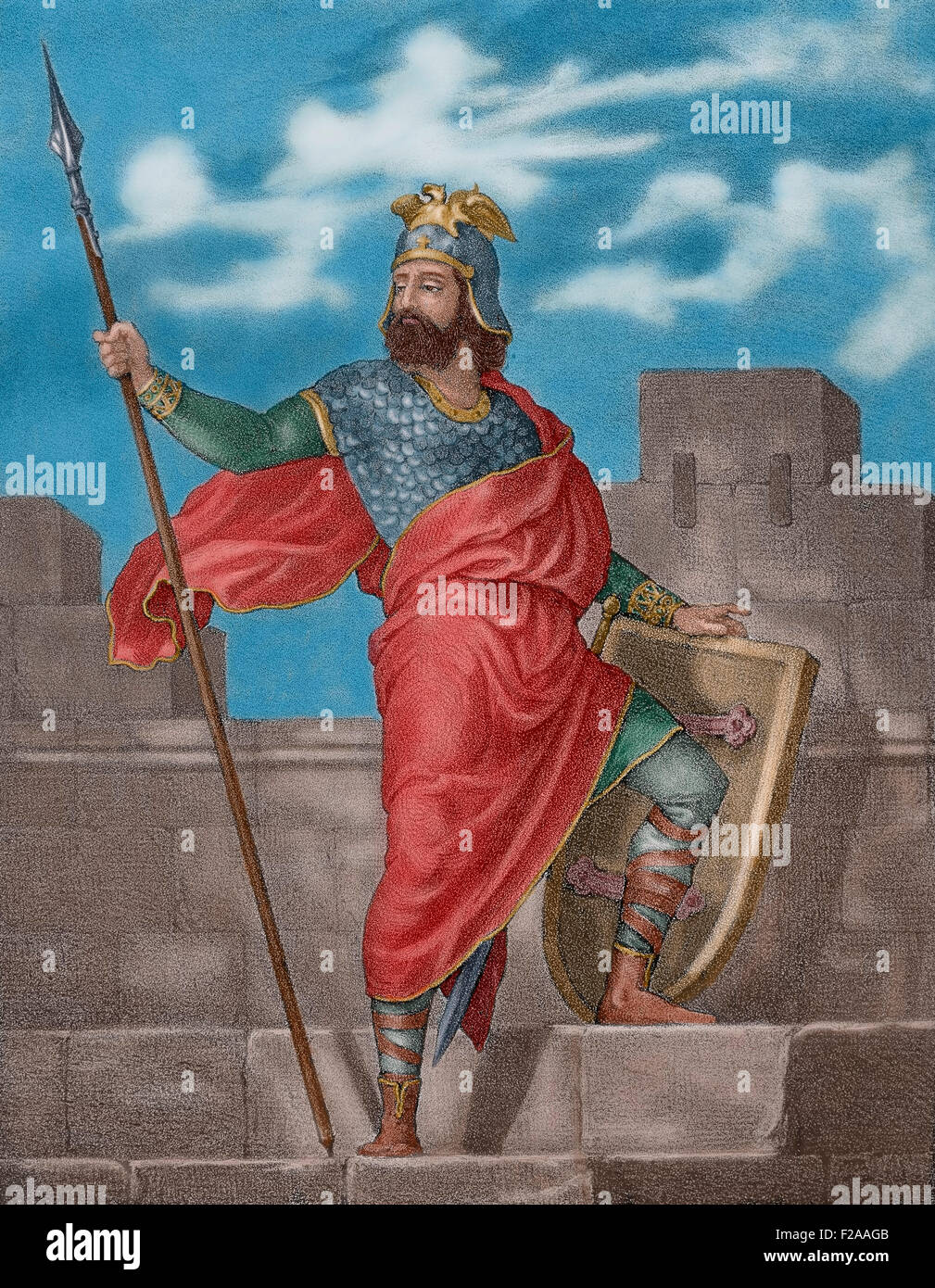 Alfonso II of Aragon called the Chaste (1154-1196). King of the Kingdom ...