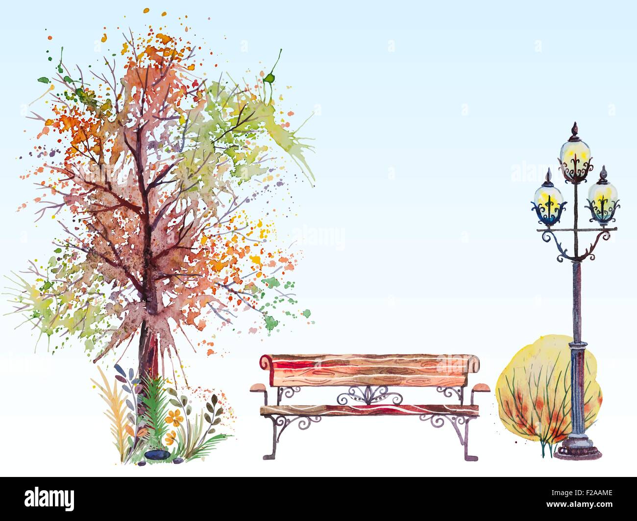 Fall background with tree and lantern Stock Vector Image & Art - Alamy
