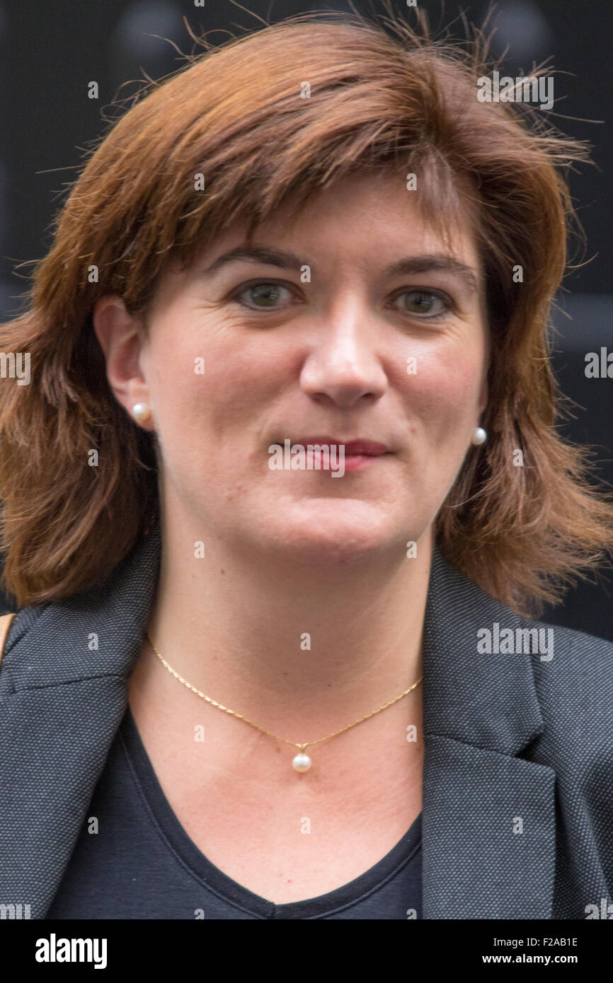 Downing Street, London, September 15th 2015. Education Secretary Nicky ...