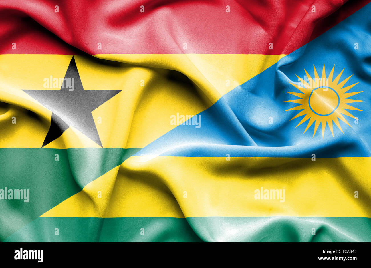 Waving flag of Rwanda and Ghana Stock Photo - Alamy