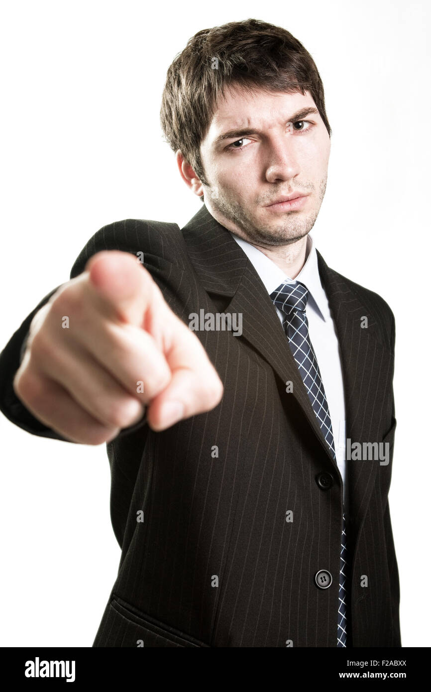 Angry boss or furious business man pointing forward Stock Photo - Alamy