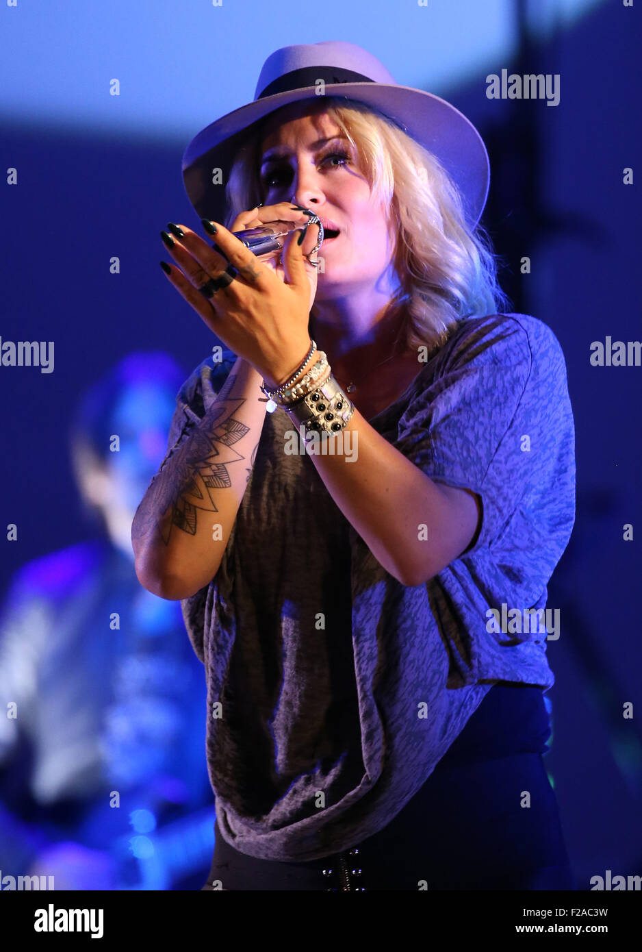 Hamburg, Germany. 14th Sep, 2015. Singer Sarah Connor performs on stage ...
