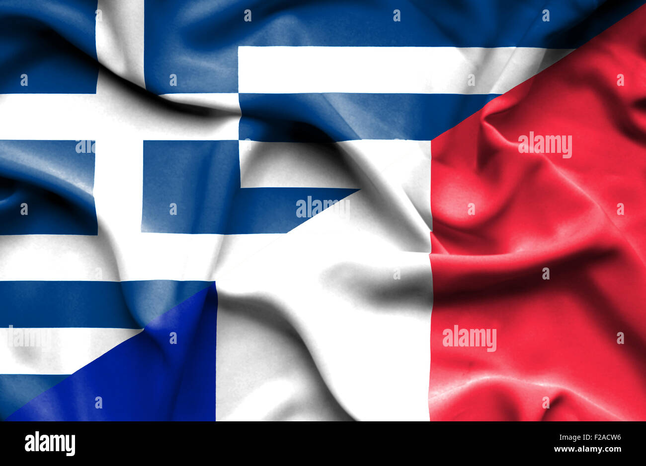 Greece france flags waving hi-res stock photography and images - Alamy