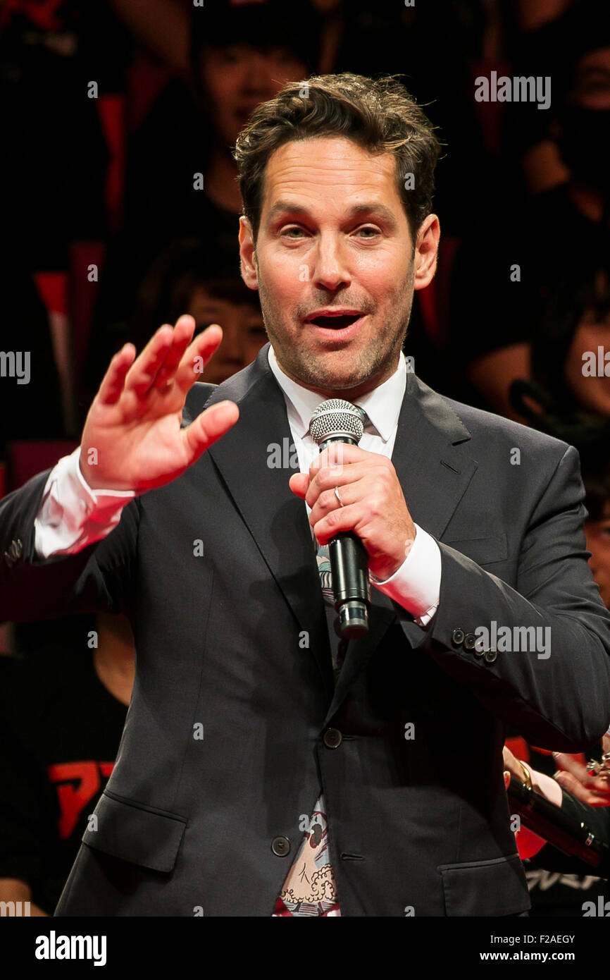 Tokyo, Japan. 15th September, 2015. American actor Paul Rudd speaks ...