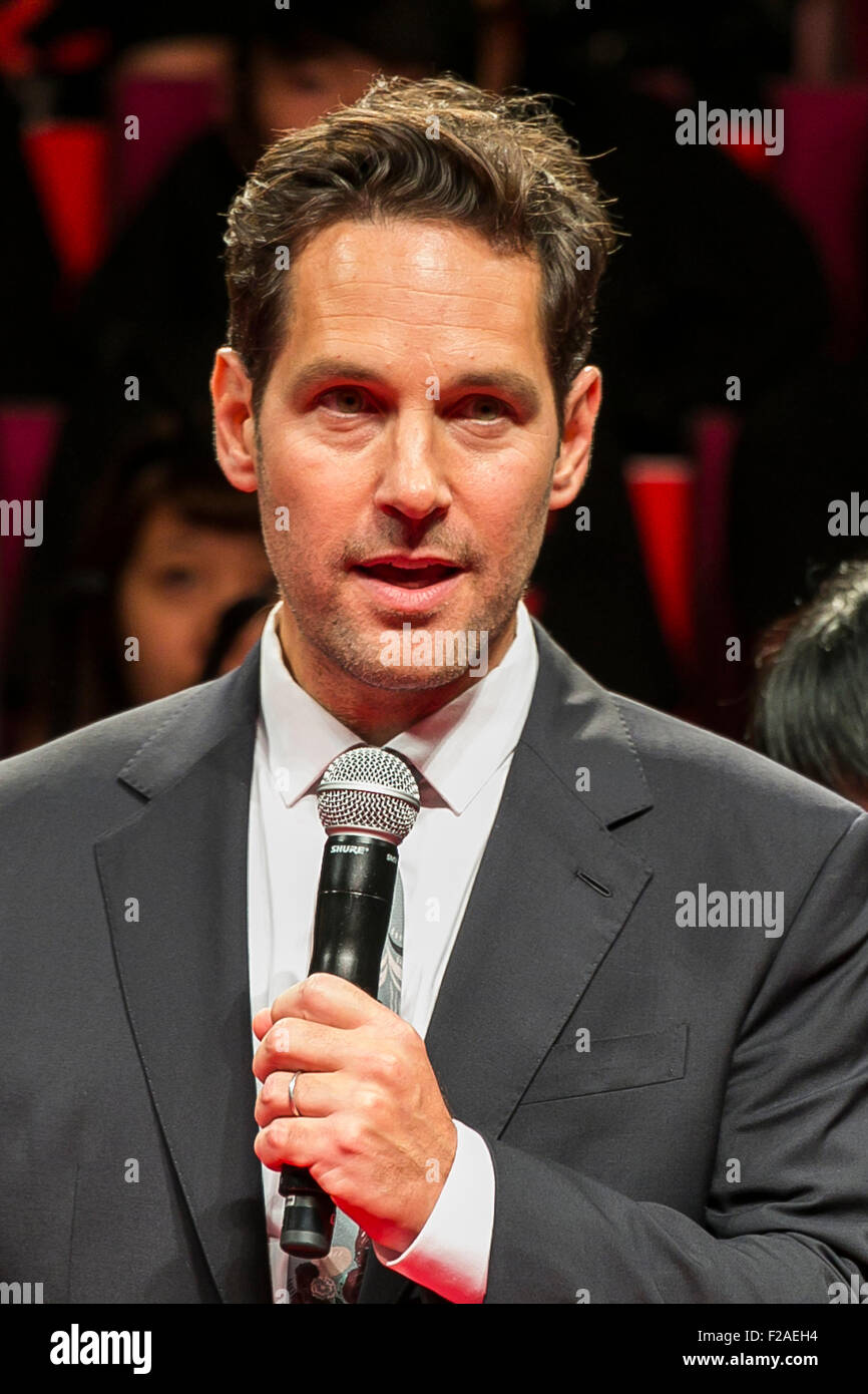 Tokyo, Japan. 15th September, 2015. American actor Paul Rudd speaks ...