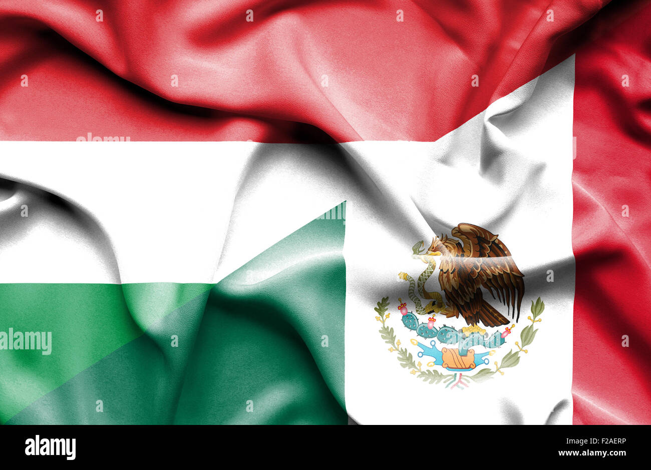 Waving flag of Mexico and Hungary Stock Photo - Alamy
