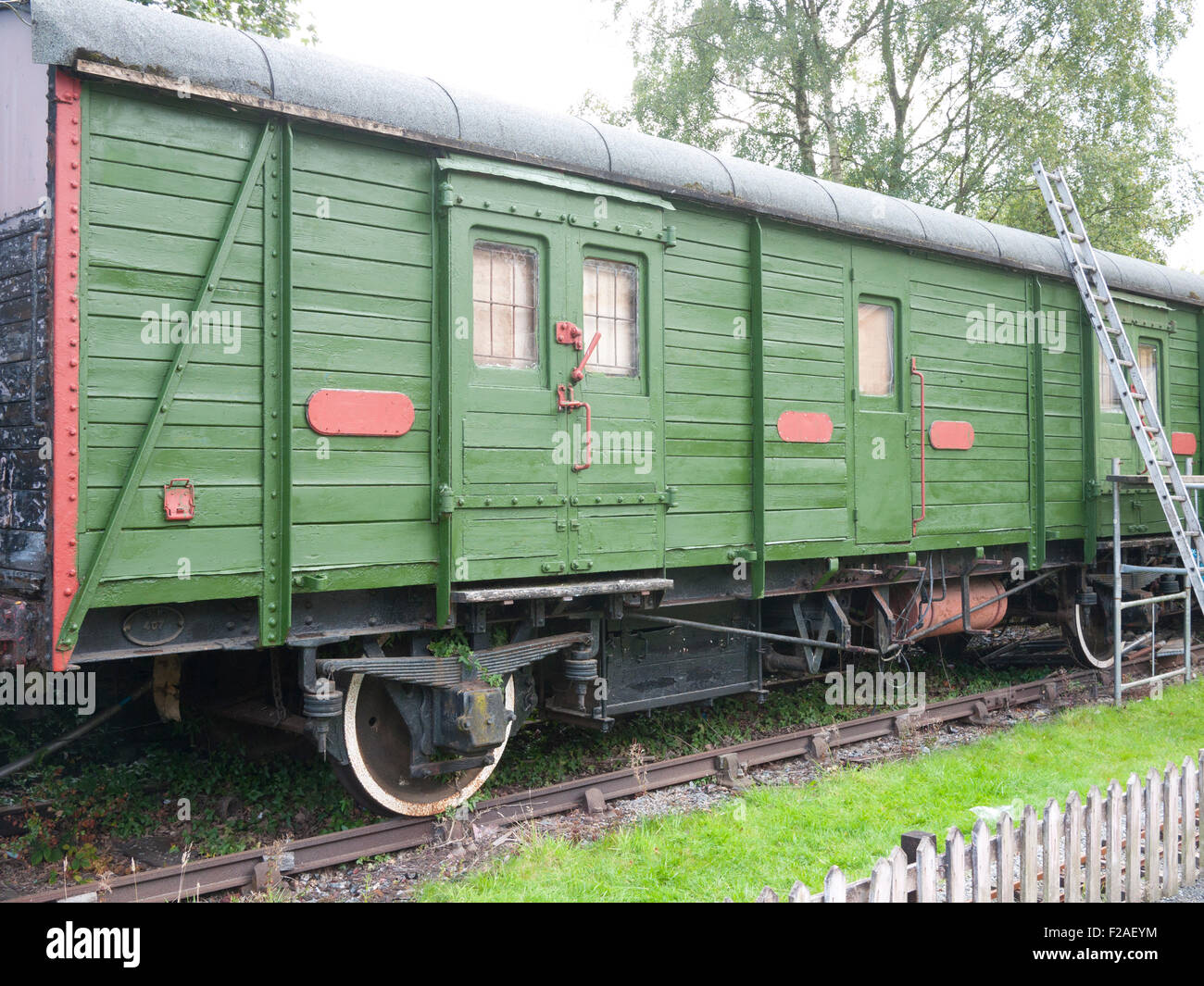 Old rail baggage van now used for storage, UK Stock Photo - Alamy