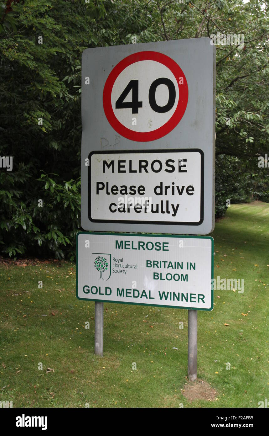 Melrose sign Scotland September 2015 Stock Photo - Alamy