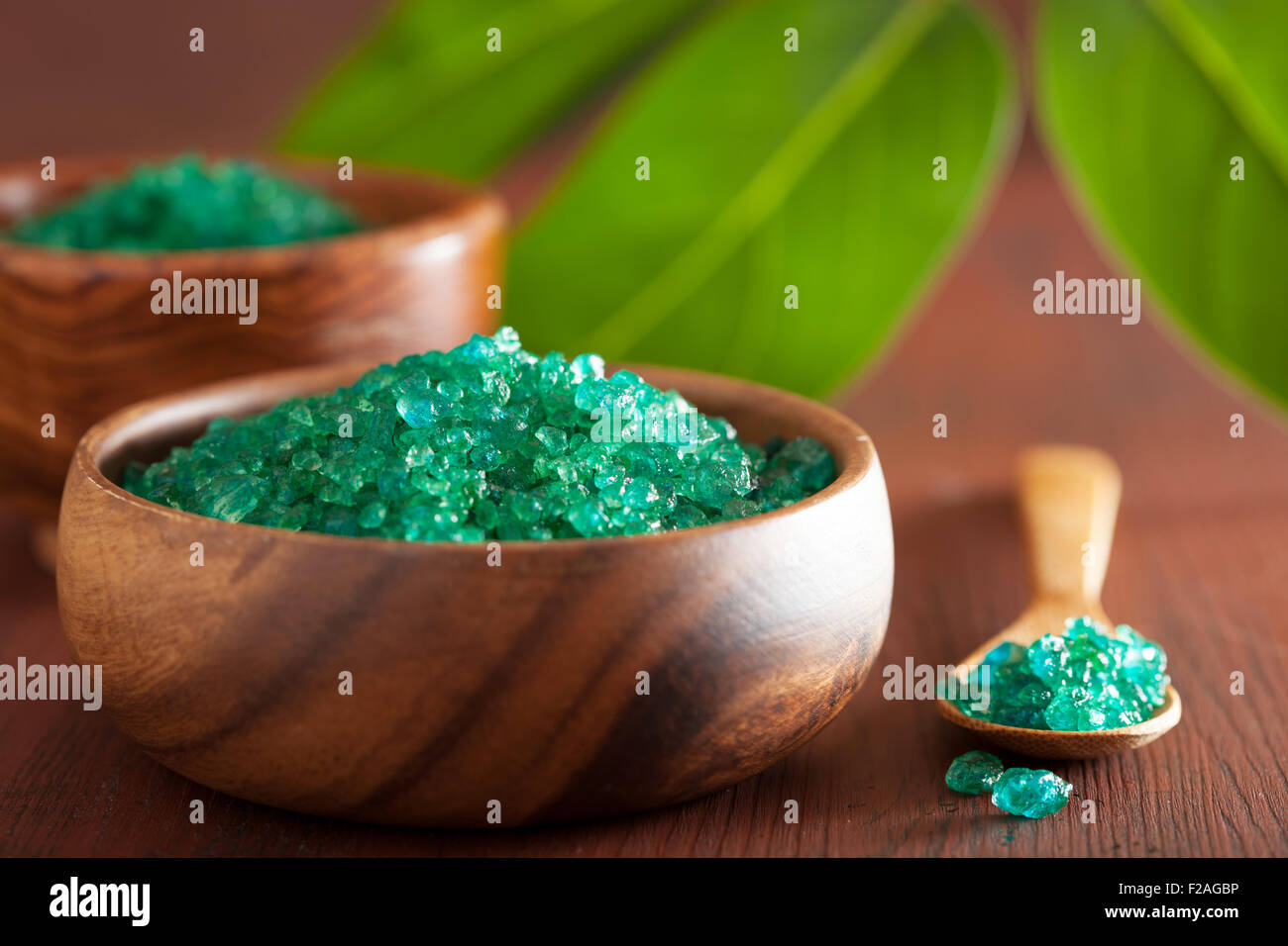green herbal salt for healthy spa bath Stock Photo - Alamy