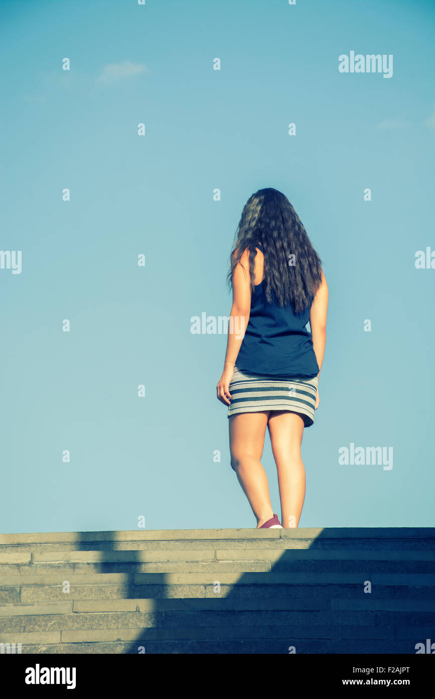 Up stairs woman skirt hi-res stock photography and images - Alamy