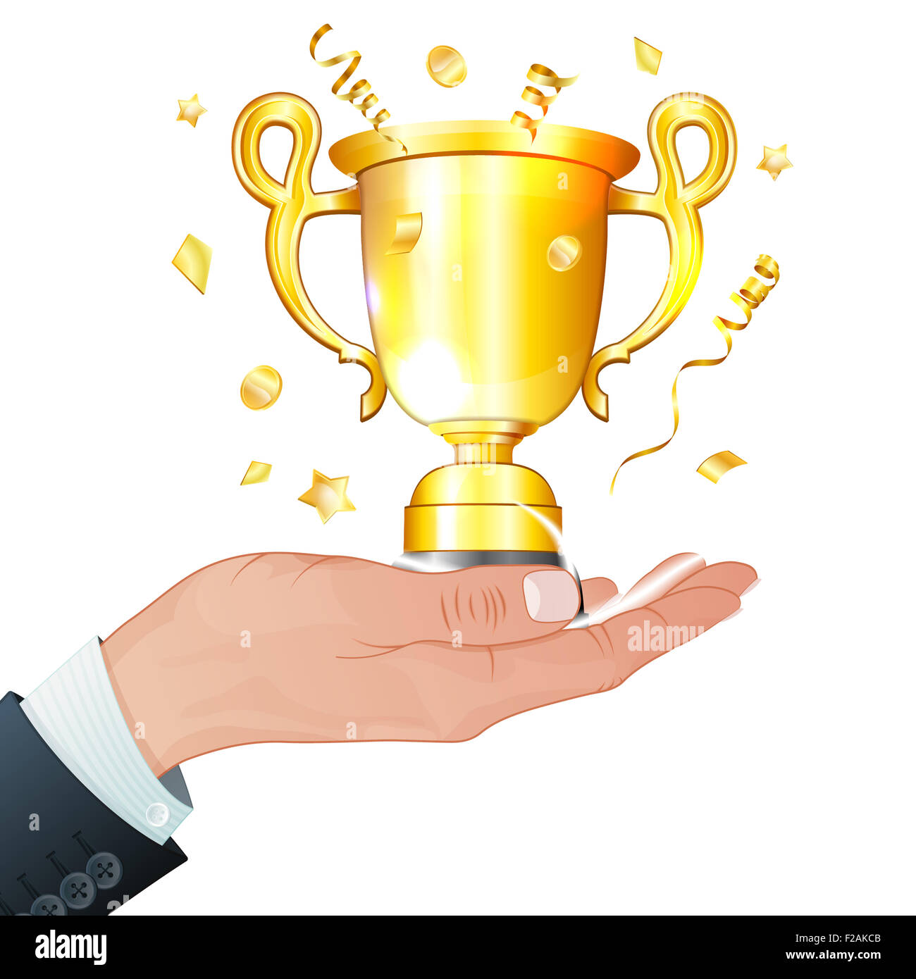 Award Winner Concept - Hand Gold Trophy in Realistic 3D style. Template ...