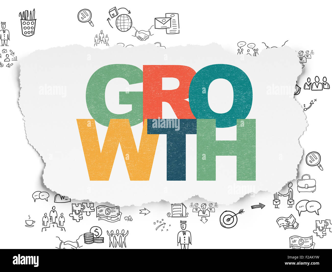 Finance concept: Growth on Torn Paper background Stock Photo - Alamy