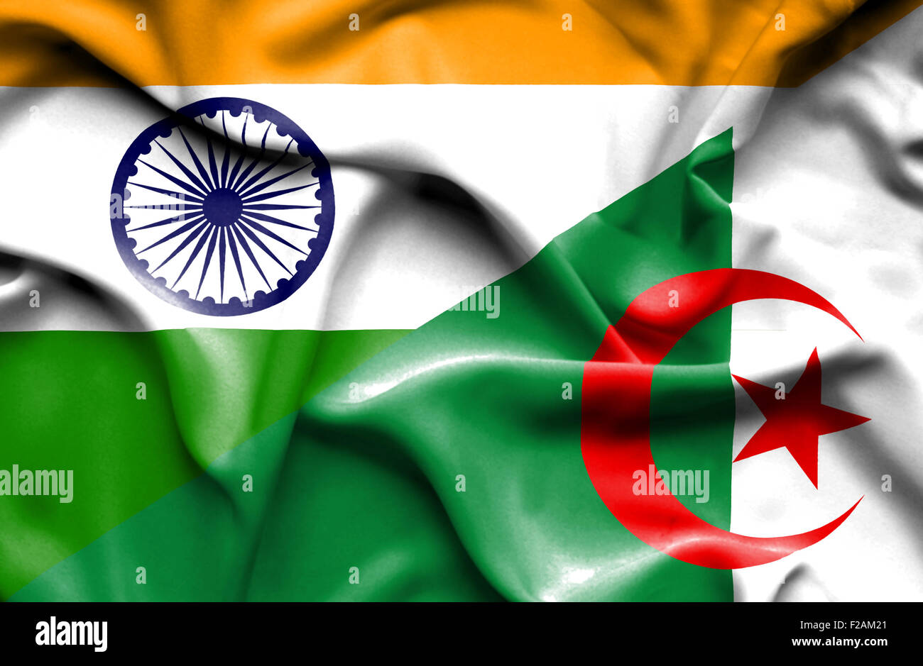 Waving flag of Algeria and Stock Photo - Alamy