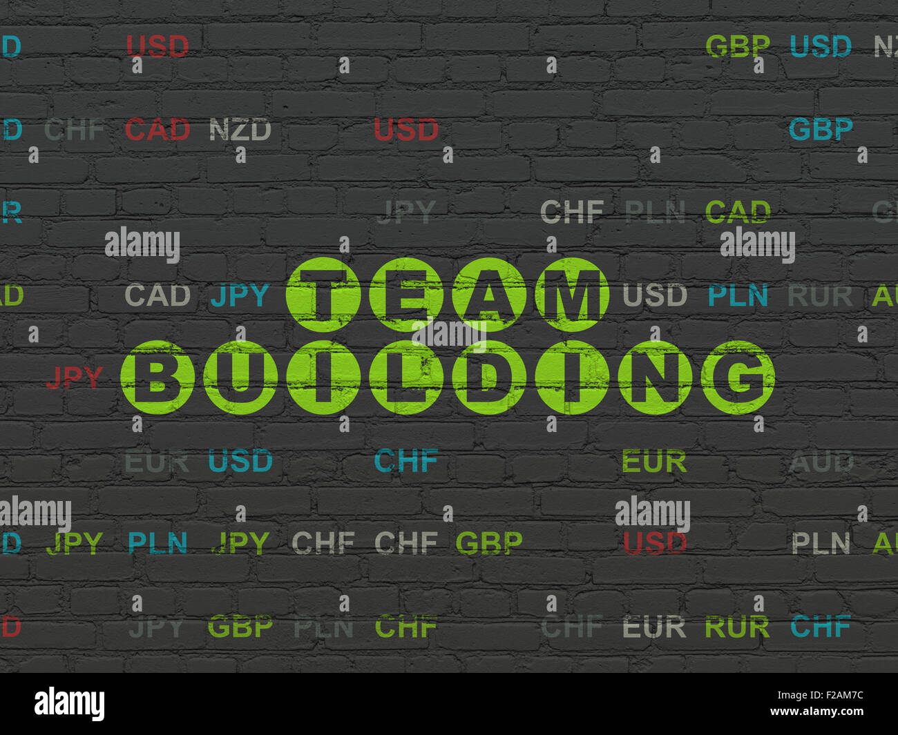 Business concept: Team Building on wall background Stock Photo - Alamy