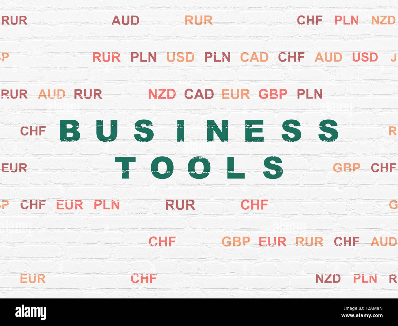 Finance concept: Business Tools on wall background Stock Photo - Alamy