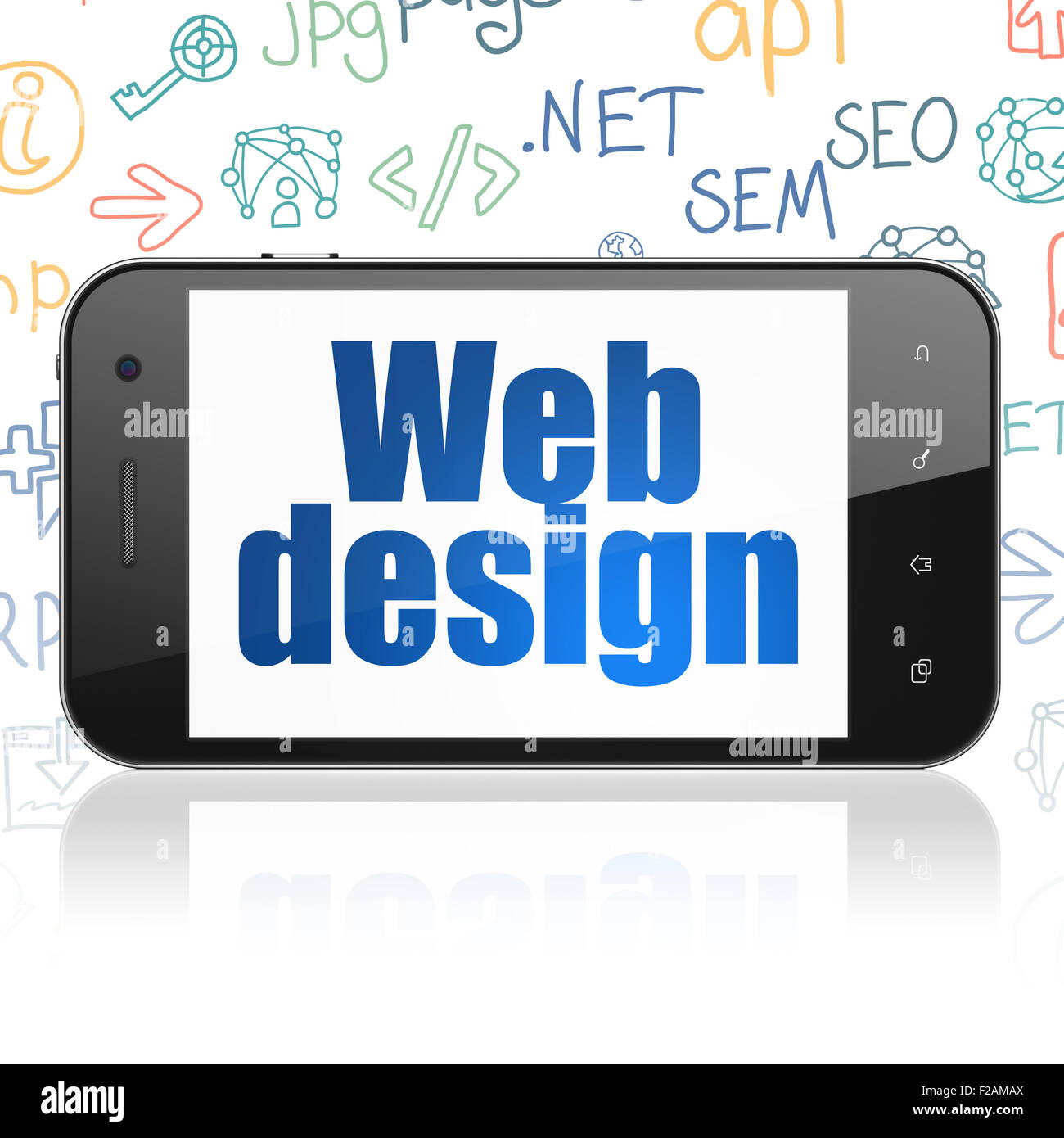 Web design concept: Smartphone with Web Design on display Stock Photo ...