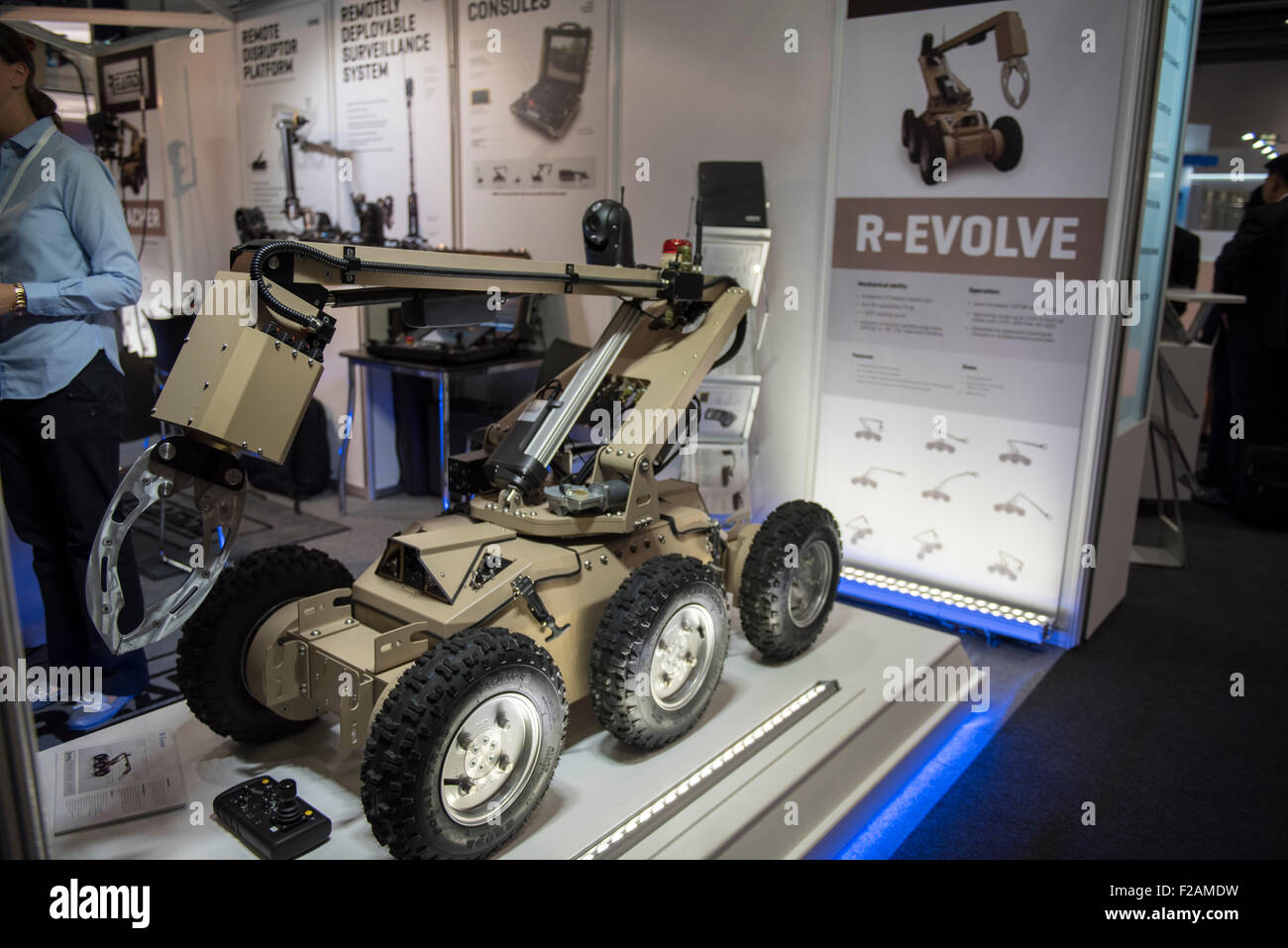 London, UK. 15th September, 2015. A remote controlled bomb disposal ...