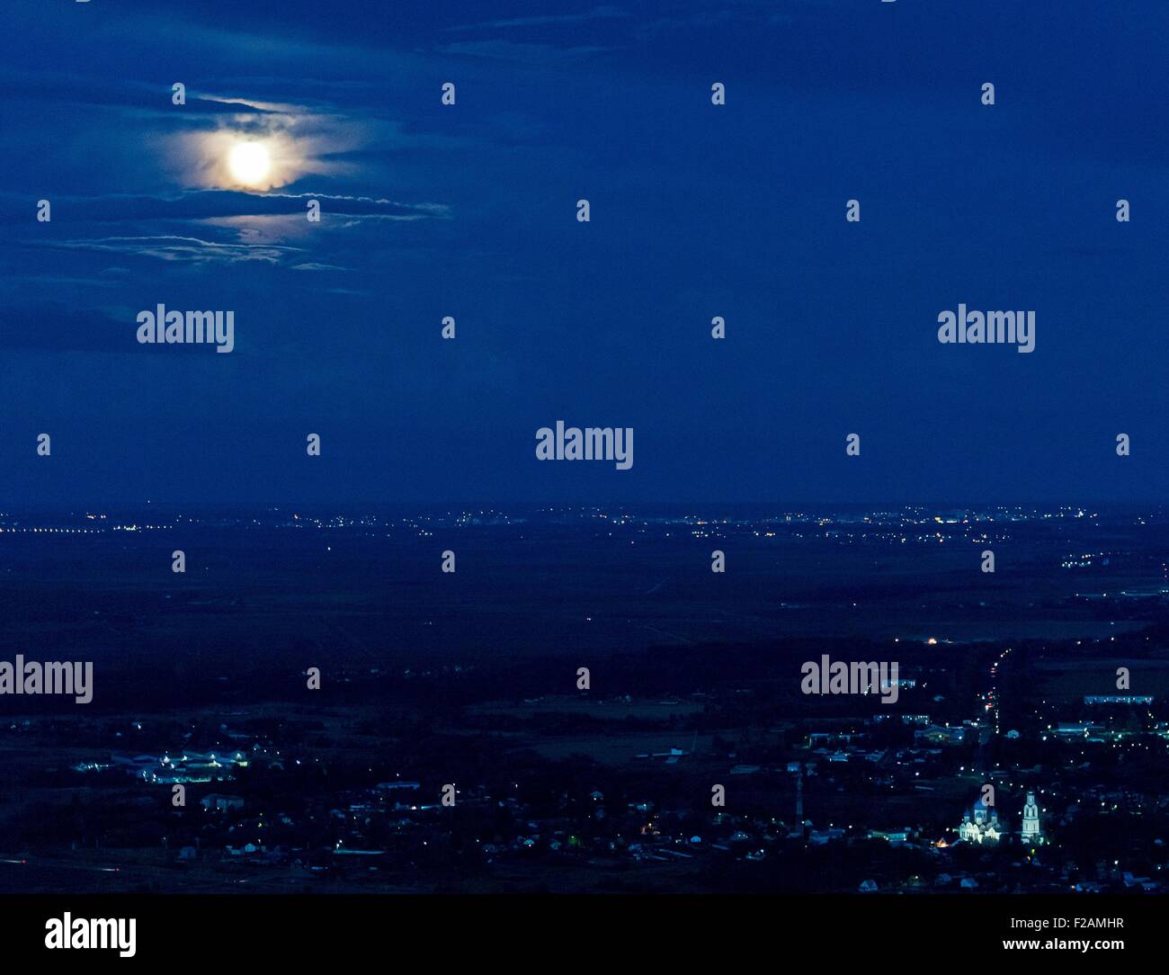 Russia. Aerial view of Moscow region at night Stock Photo - Alamy