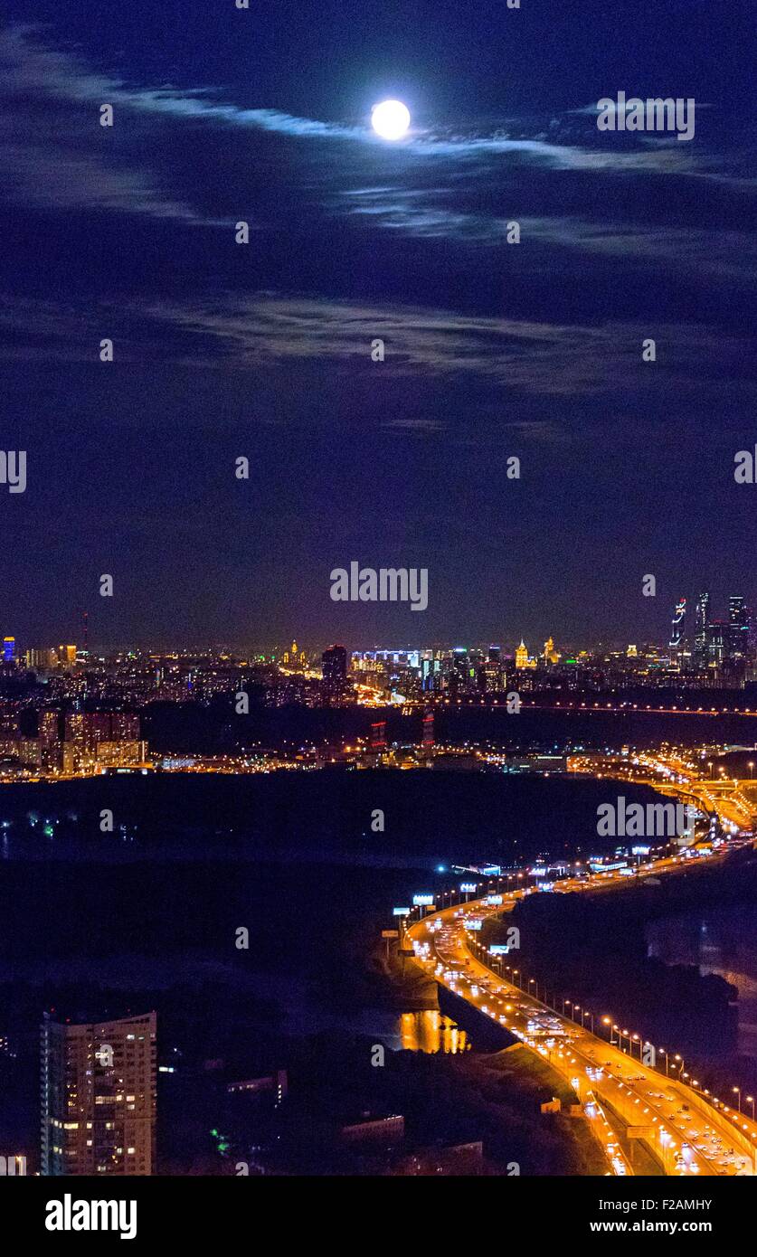 Russia, Moscow region. Aerial view of Moscow at night Stock Photo - Alamy