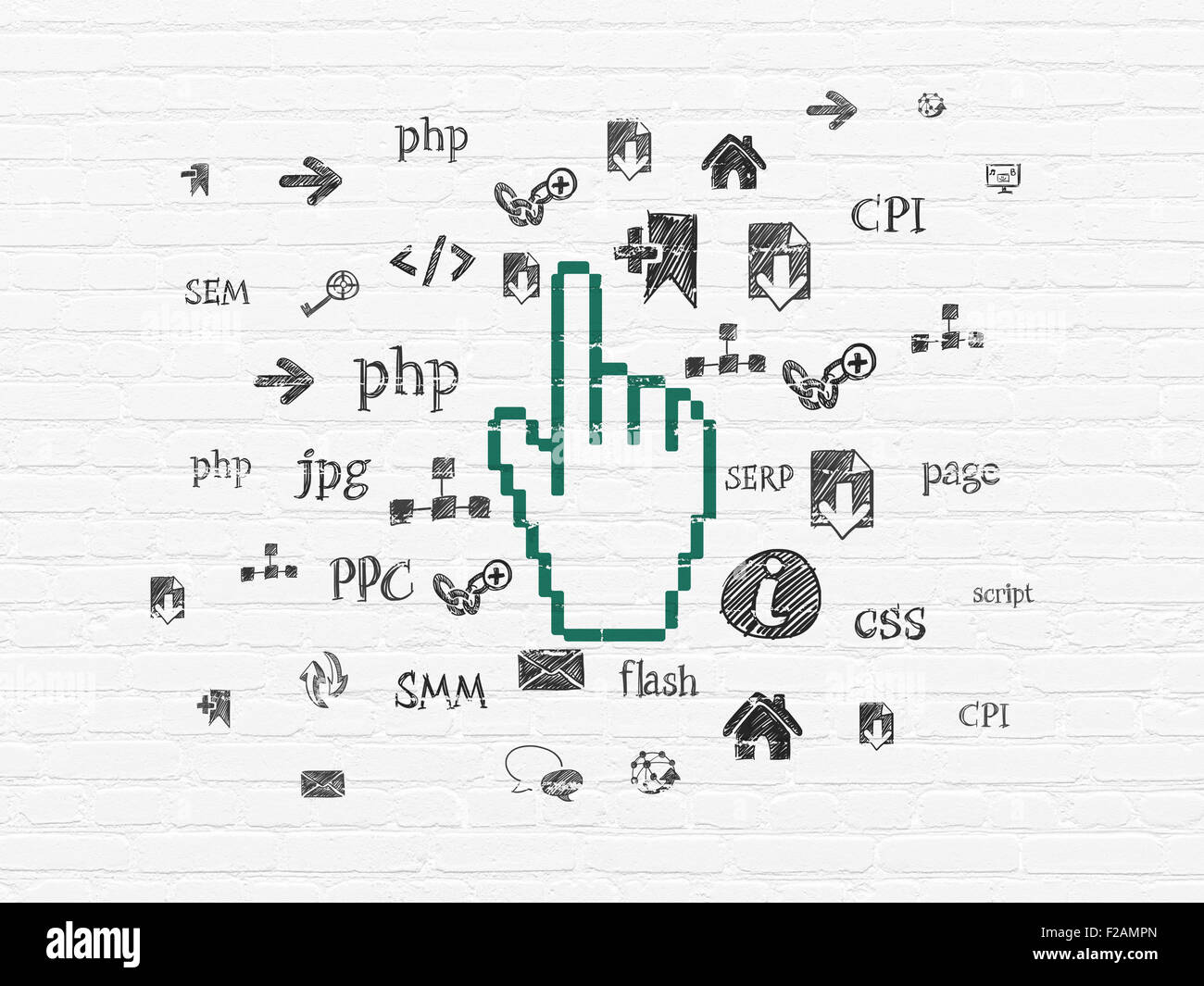 Web design concept: Mouse Cursor on wall background Stock Photo - Alamy