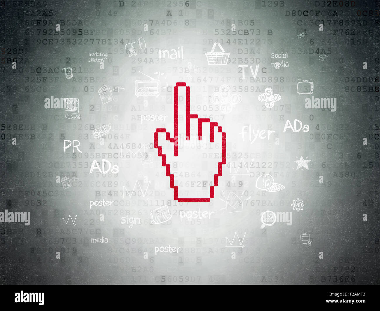 Advertising concept: Mouse Cursor on Digital Paper background Stock ...