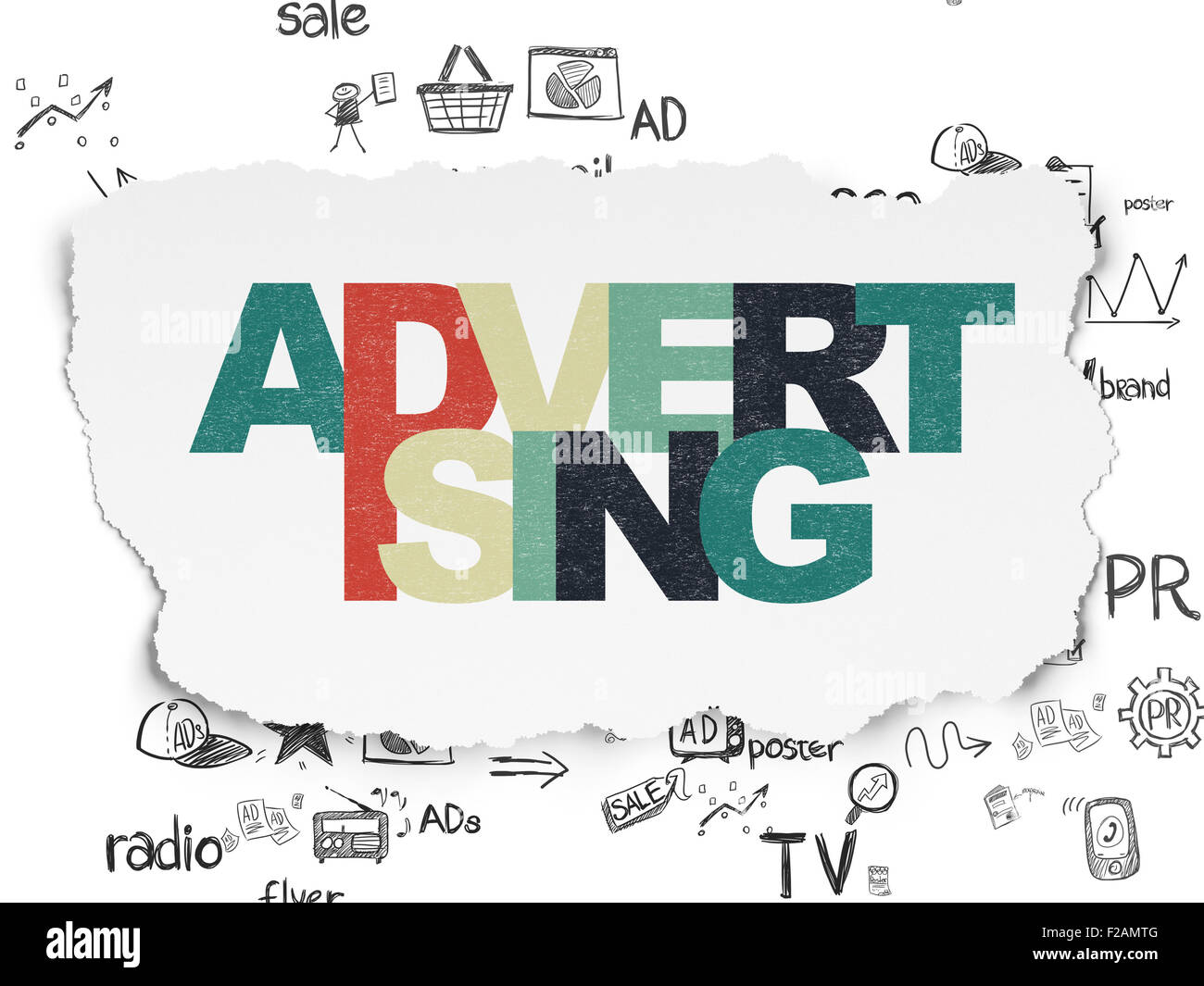 Advertising concept: Advertising on Torn Paper background Stock Photo ...