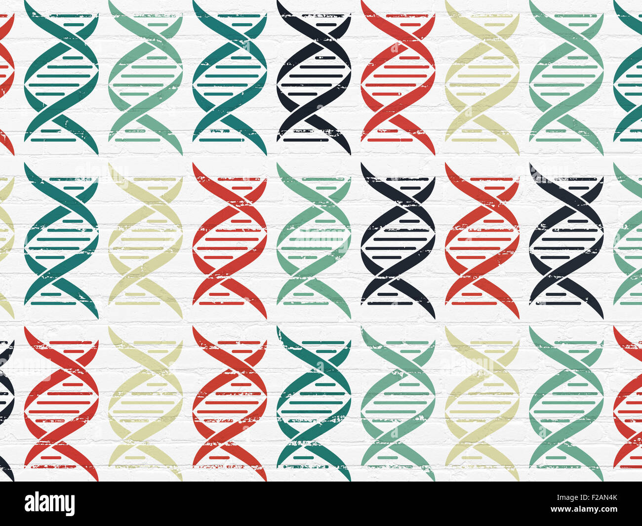 Science concept: DNA icons on wall background Stock Photo - Alamy