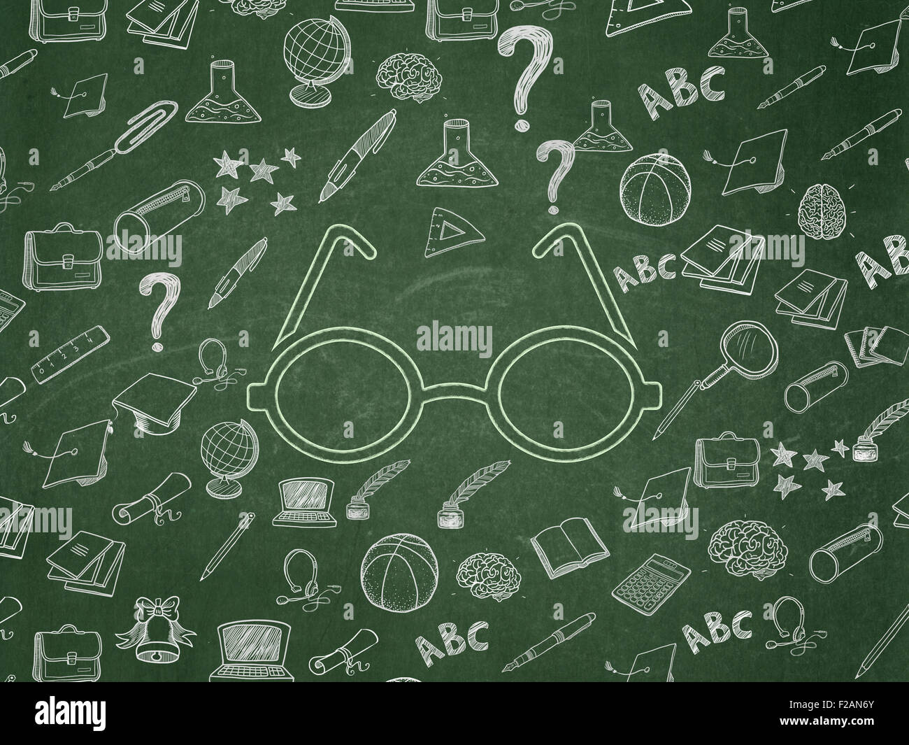 Education concept: Glasses on School Board background Stock Photo - Alamy