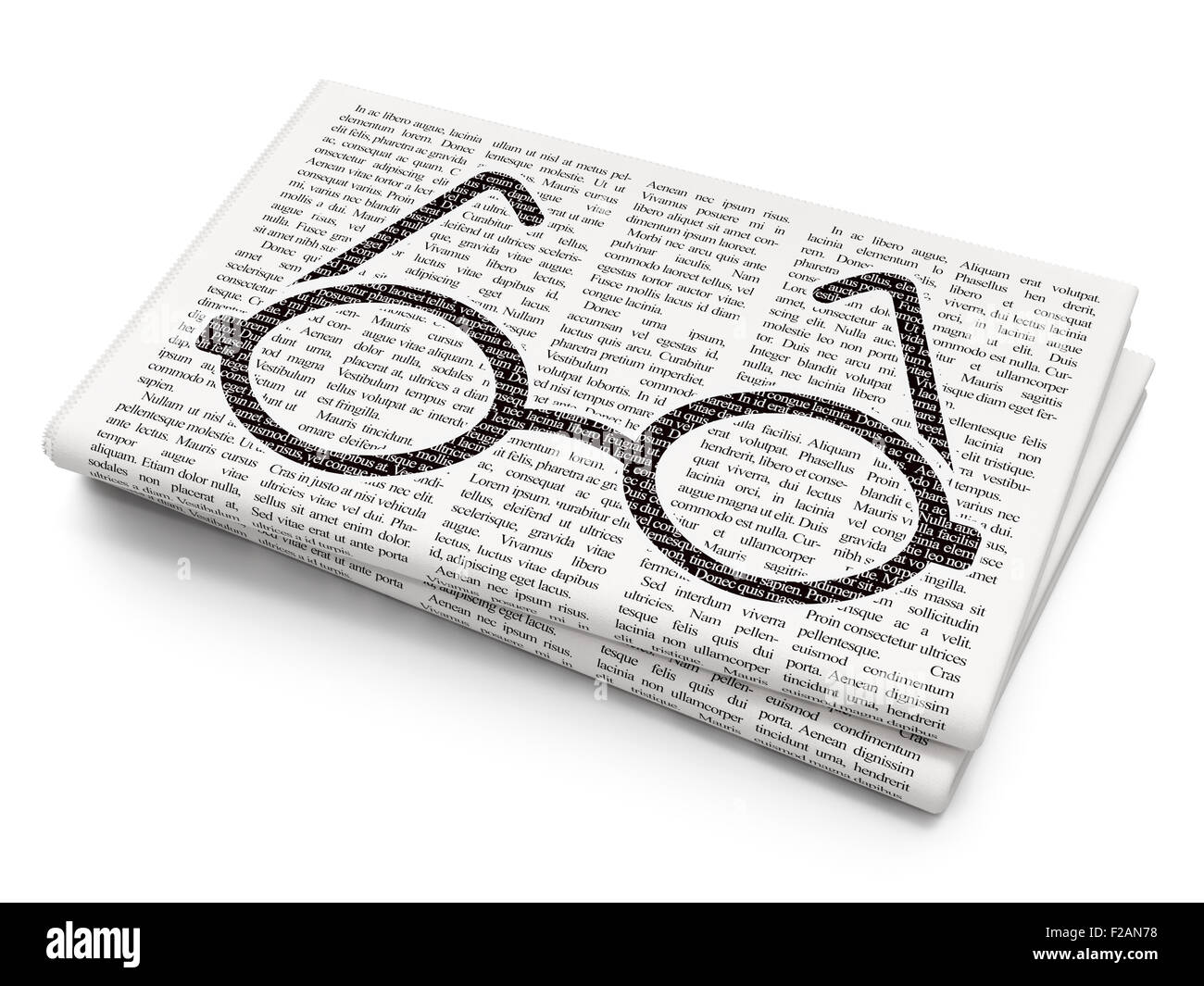 Studying concept: Glasses on Newspaper background Stock Photo - Alamy
