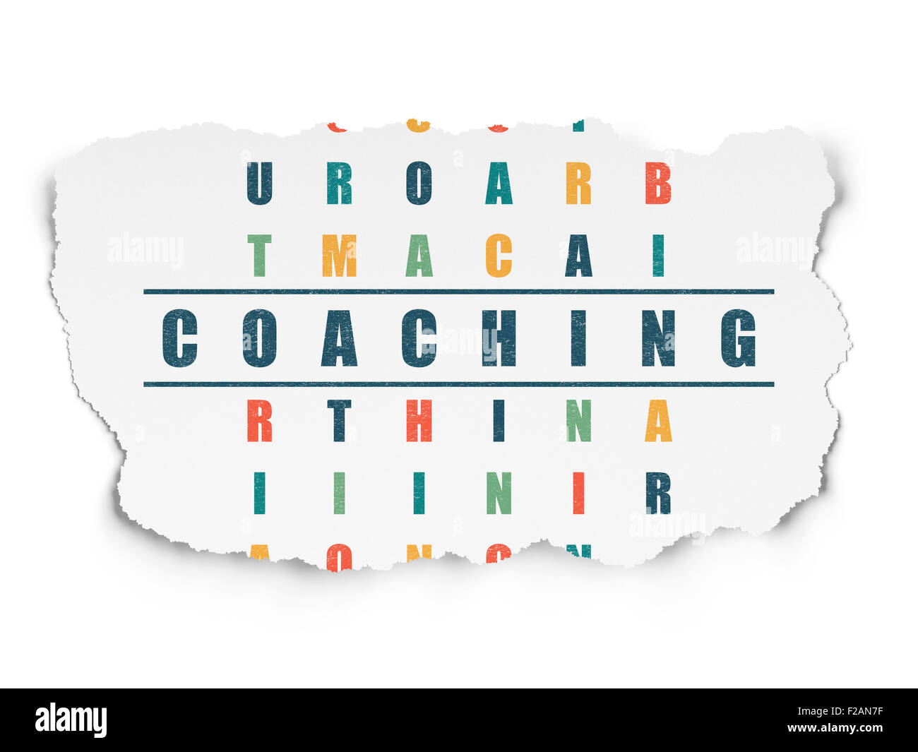 Studying concept: word Coaching in solving Crossword Puzzle Stock Photo ...