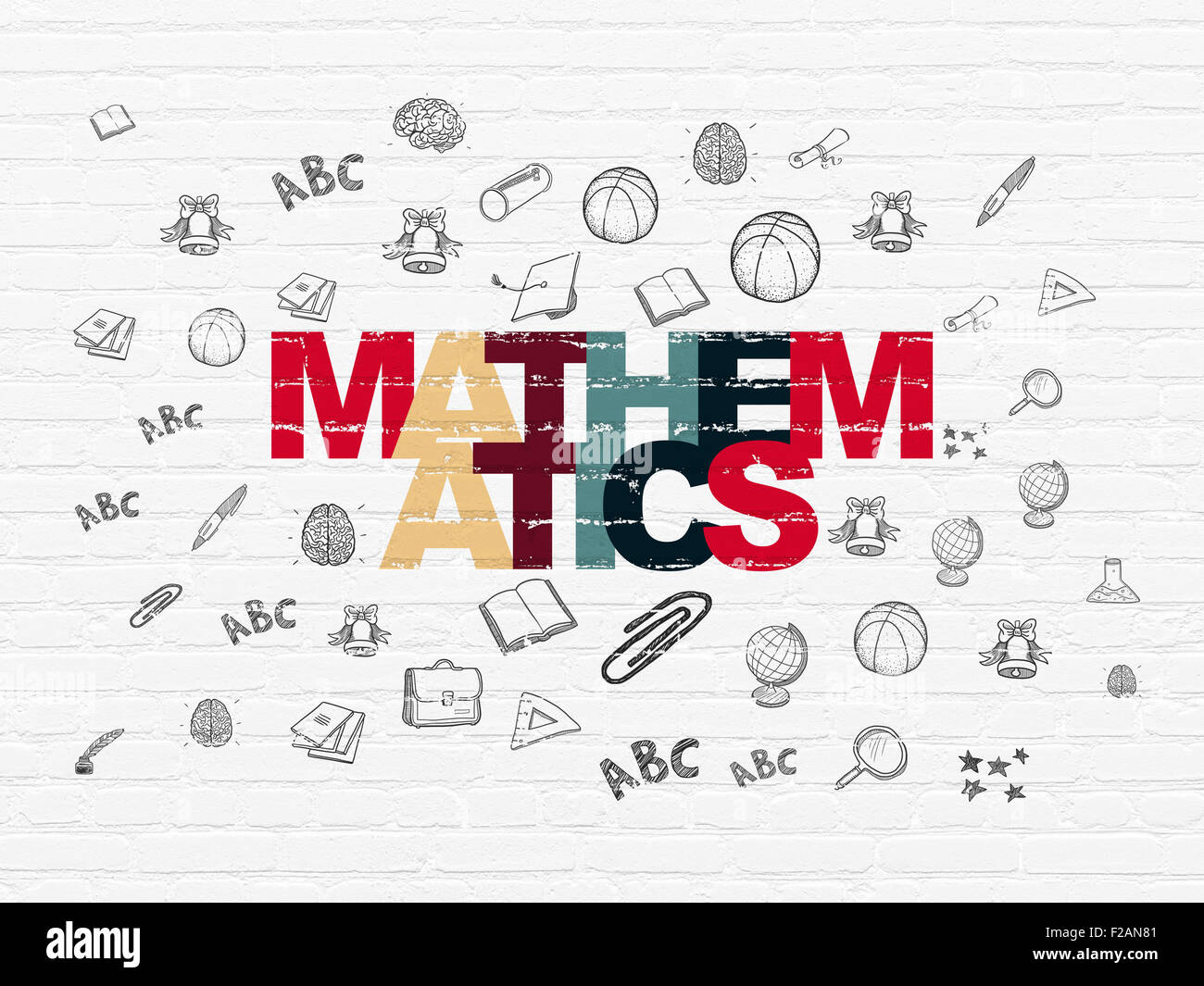 Learning concept: Mathematics on wall background Stock Photo - Alamy