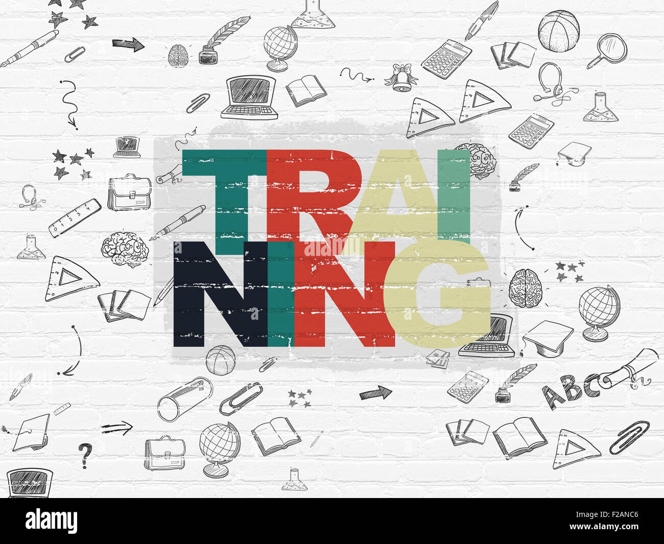 Learning concept: Training on wall background Stock Photo - Alamy