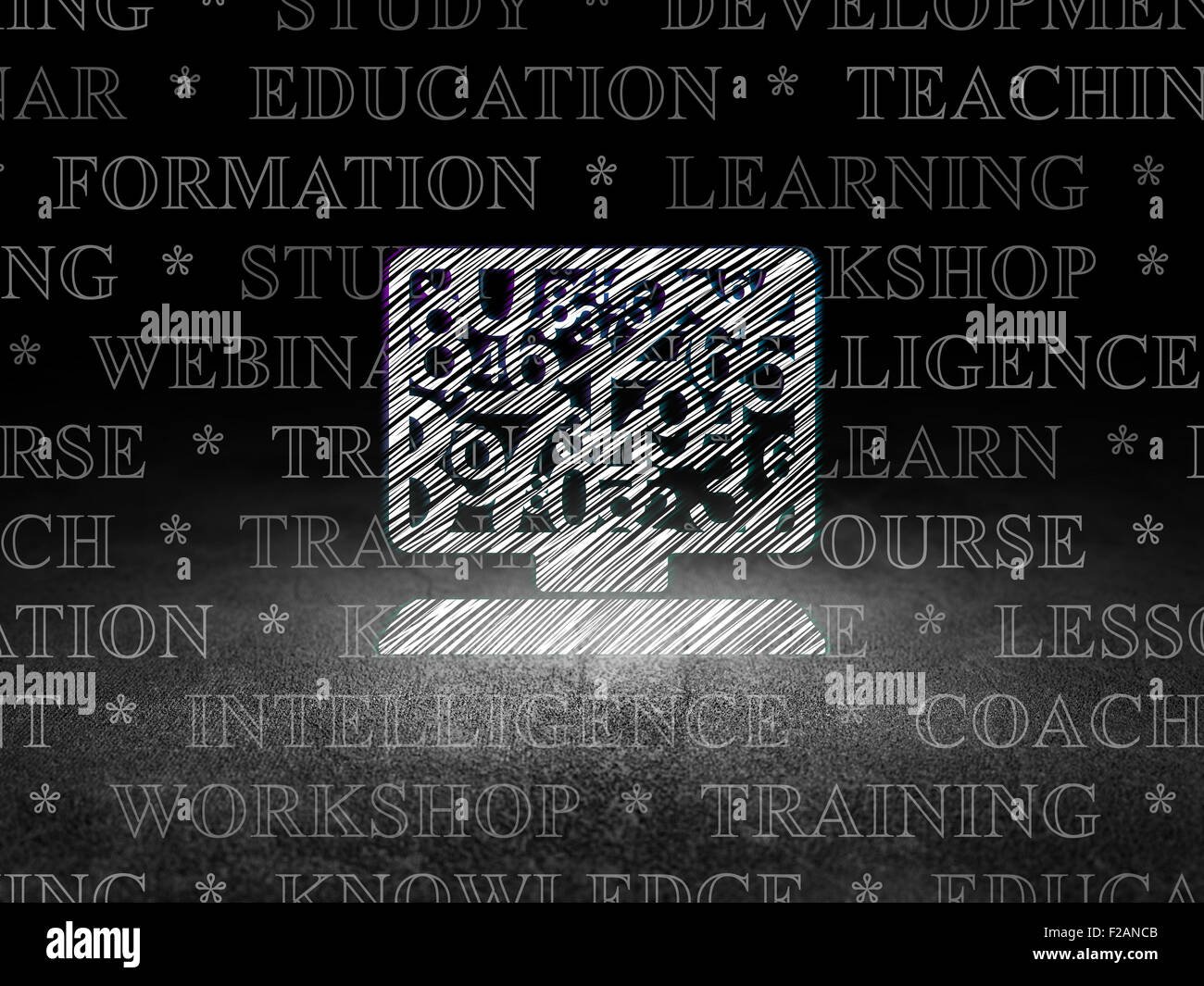 Education concept: Computer Pc in grunge dark room Stock Photo - Alamy
