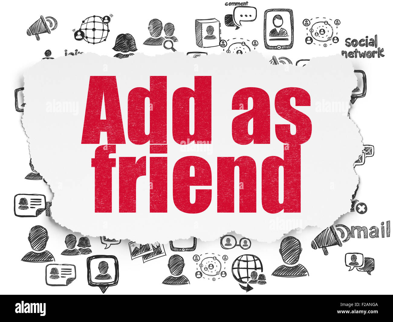 Social network concept: Add as Friend on Torn Paper background Stock ...