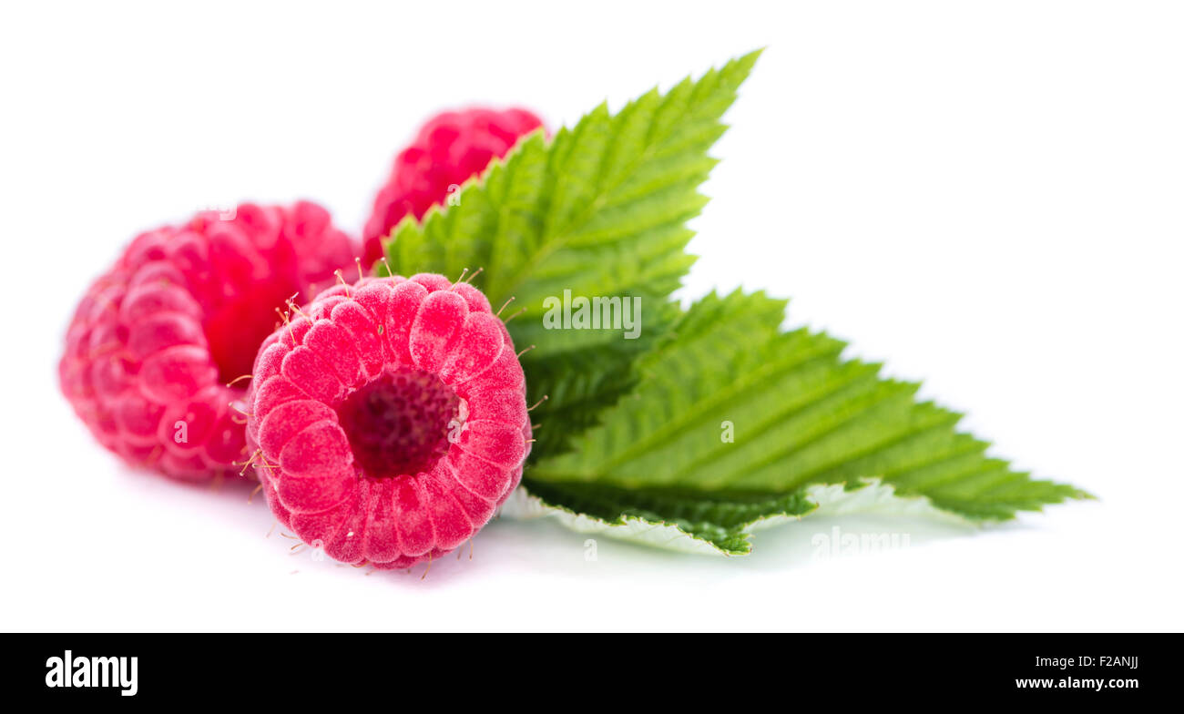 Raspberries close-up shot isolated on pure white background Stock Photo ...