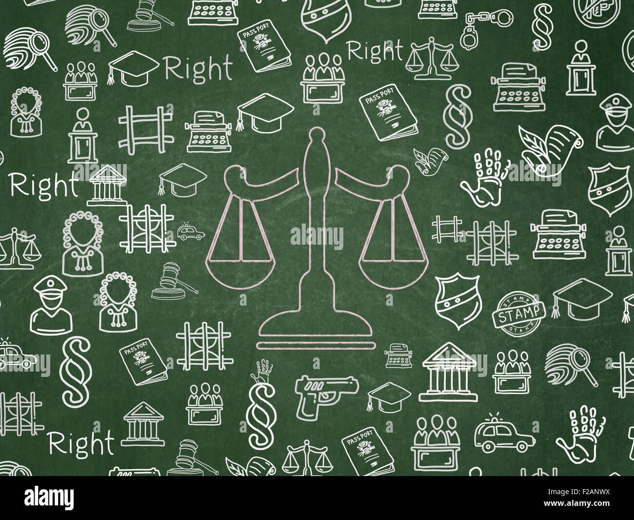 Law concept: Scales on School Board background Stock Photo - Alamy