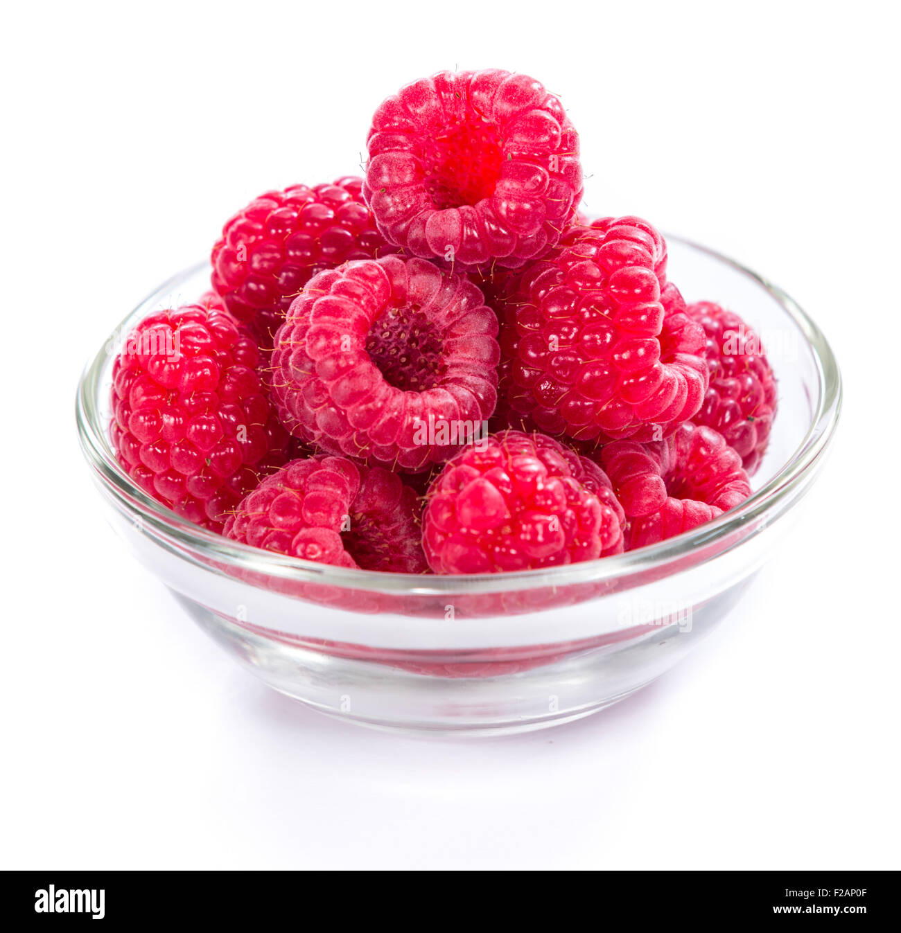 Raspberries close-up shot isolated on pure white background Stock Photo ...