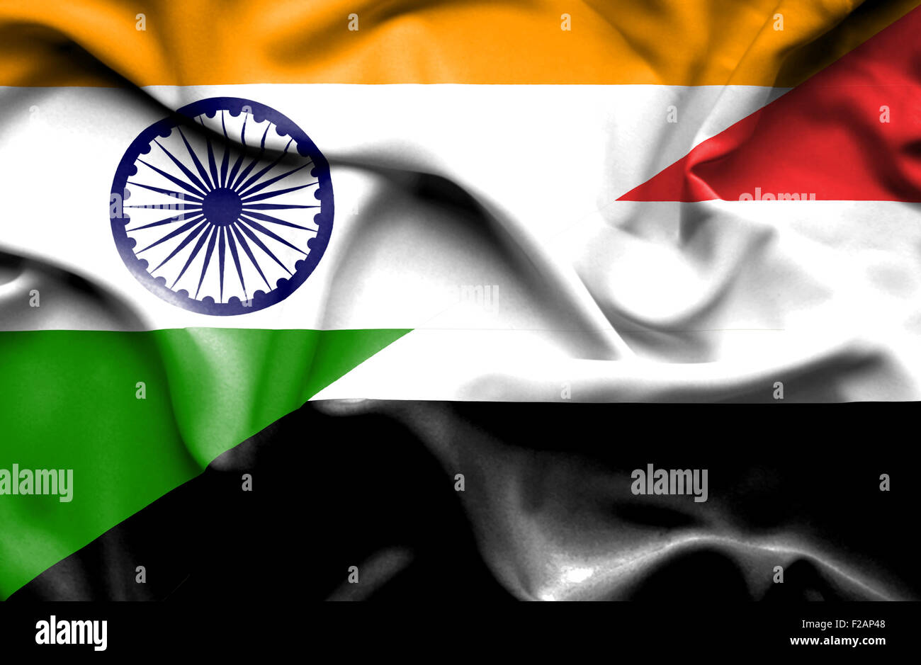 Waving flag of Yemen and Stock Photo - Alamy