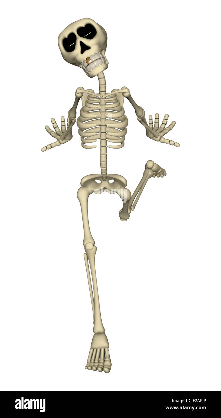 3D digital render of a cartoon human skeleton isolated on white ...