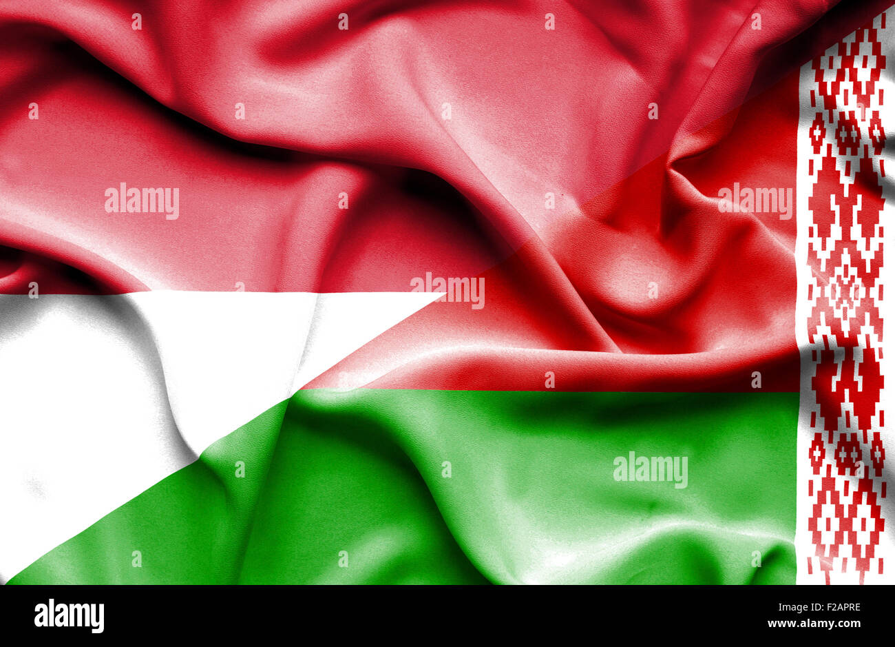 Waving flag of Belarus and Indonesia Stock Photo - Alamy