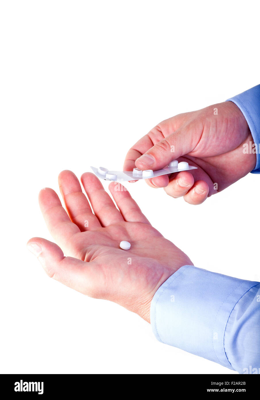 Hand giving pills isolated on white background Stock Photo - Alamy