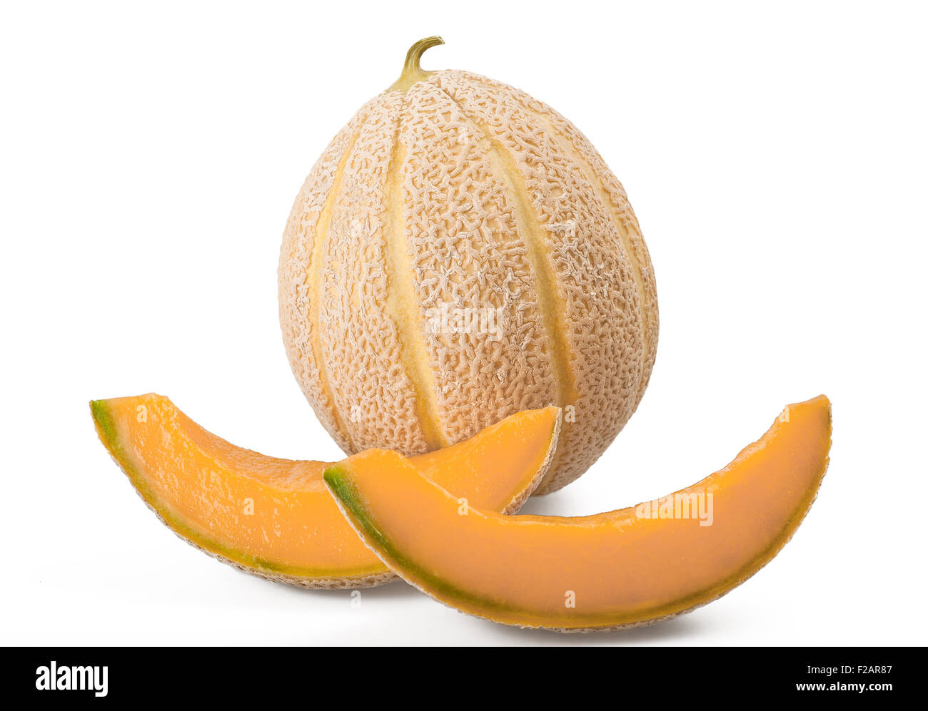 Two slices of melon with a melon Stock Photo - Alamy