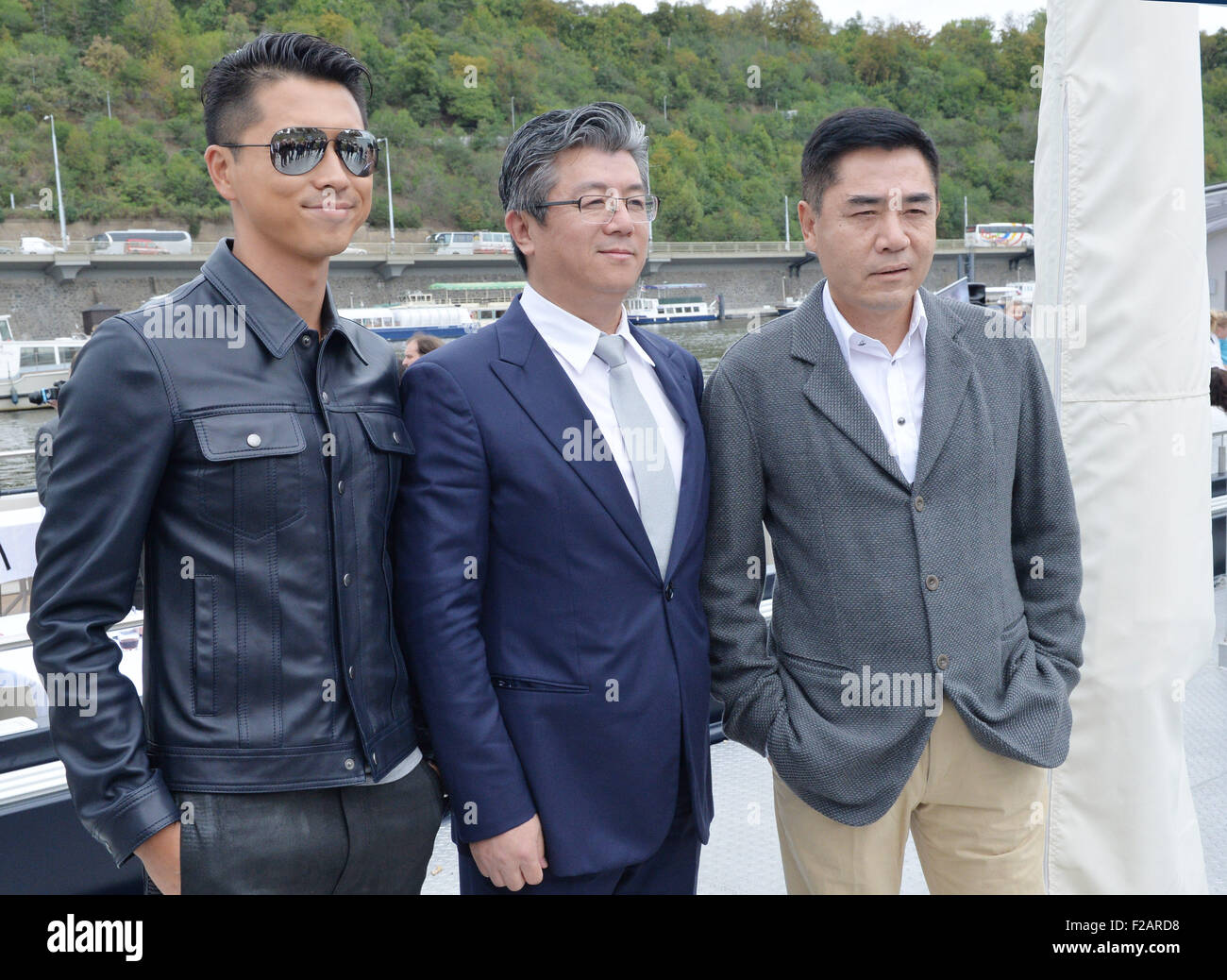 Prague, Czech Republic. 15th Sep, 2015. From left: actor Wang Lei ...