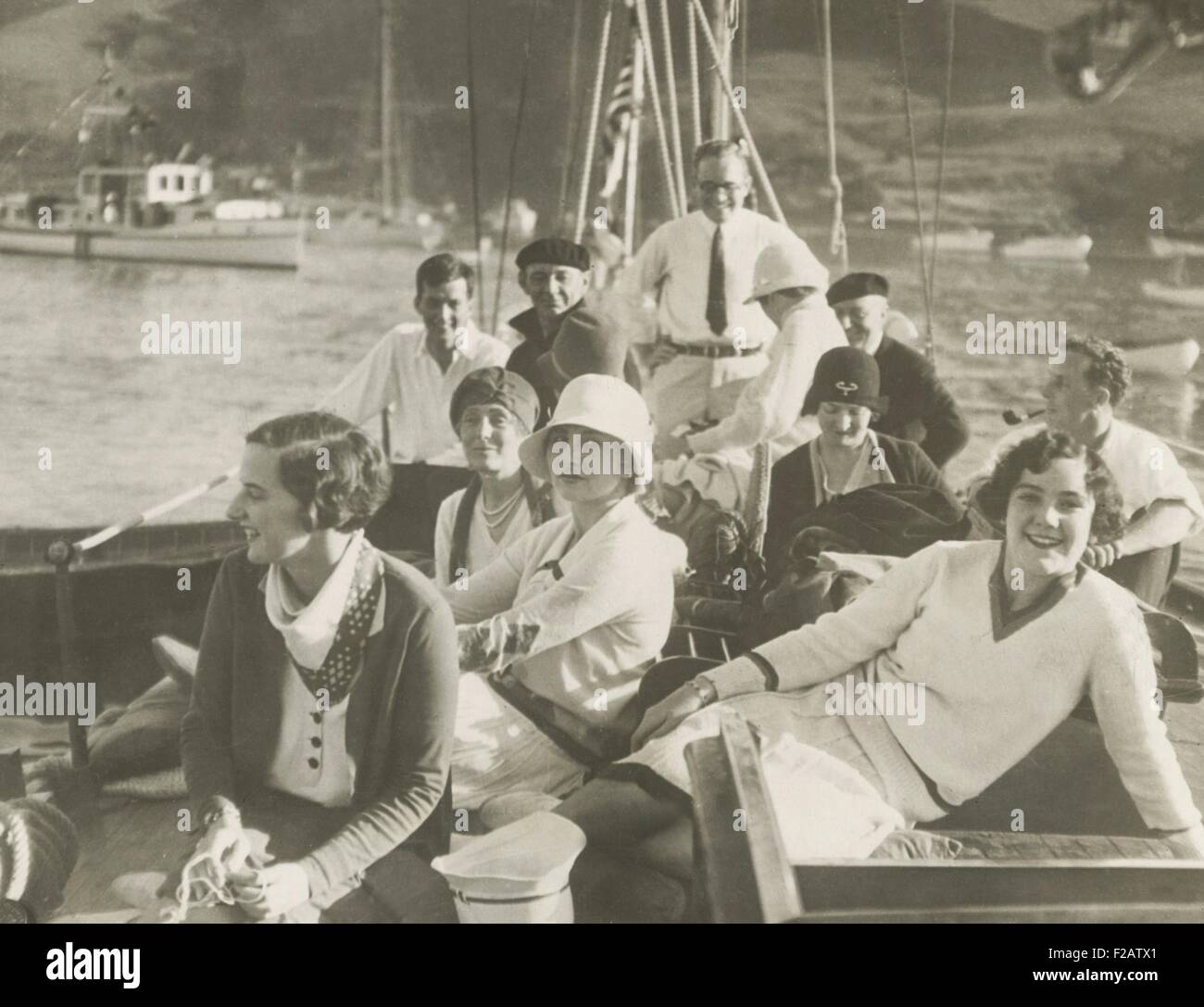 Helen Wills and Frederick Moody, Jr., her fiancé on yachting cruise ...