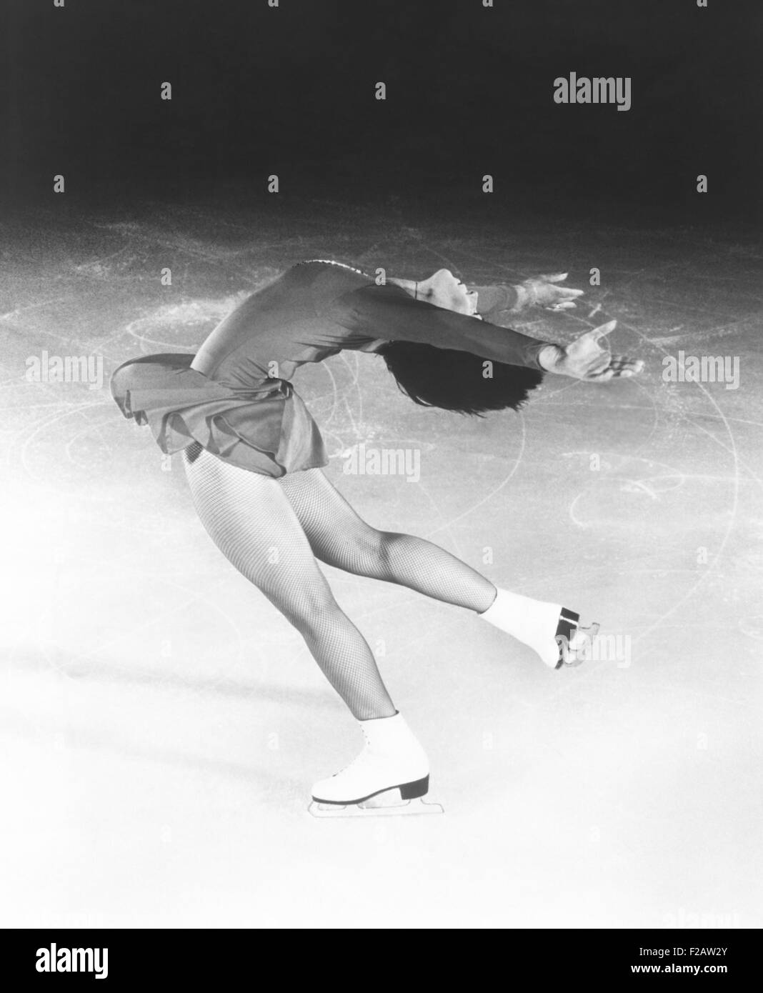 Dorothy Hamill, star skater, performs a layback spin. 1976 Olympic Gold ...