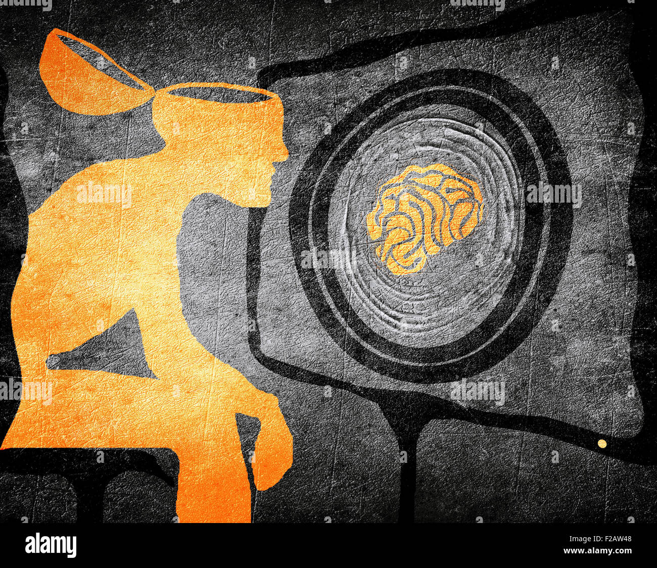 man looking Television washing brain illustration concept Stock Photo ...