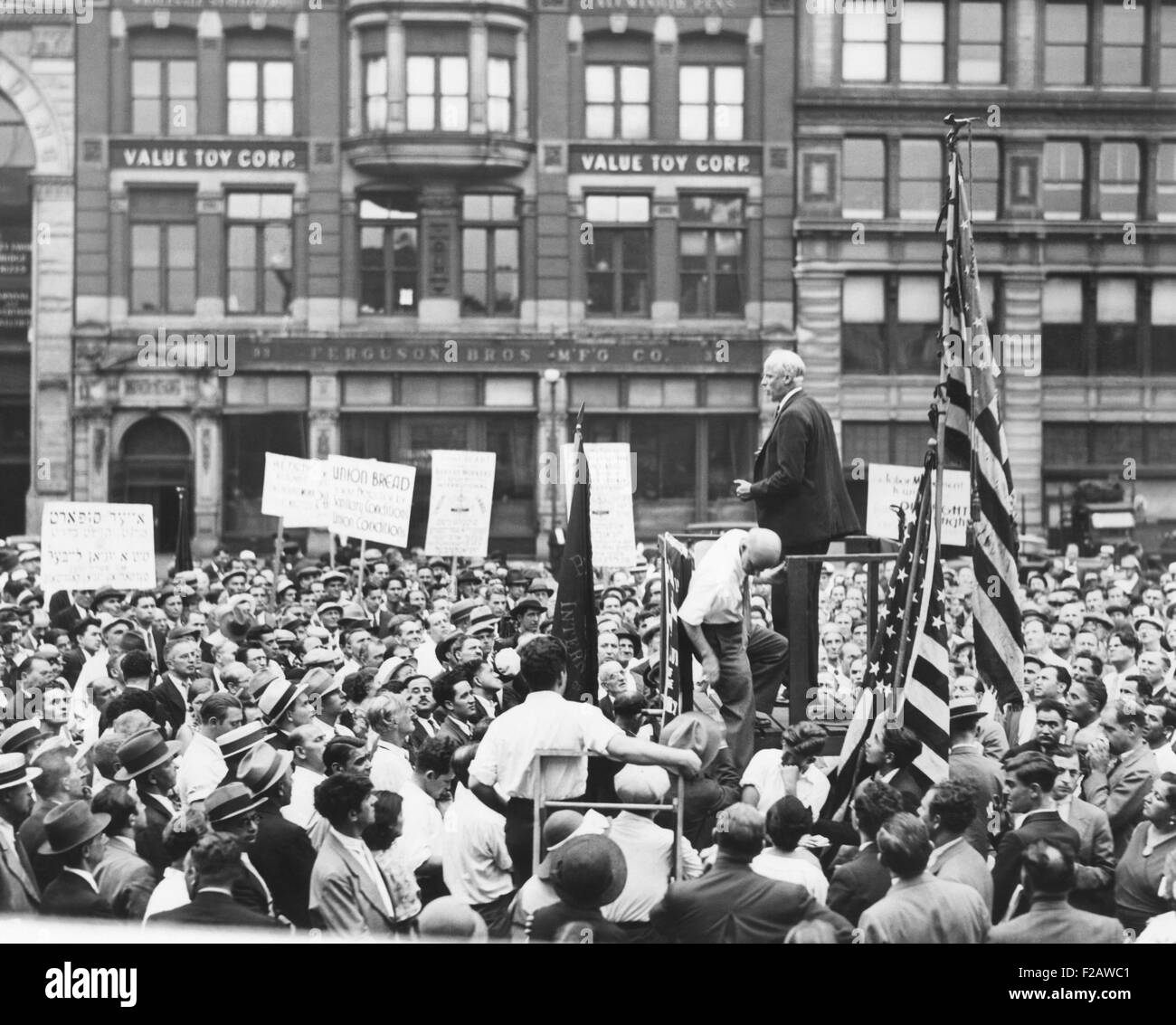 Norman Thomas addressing a meeting in Union Square, NYC. Sept. 7, 1933 ...