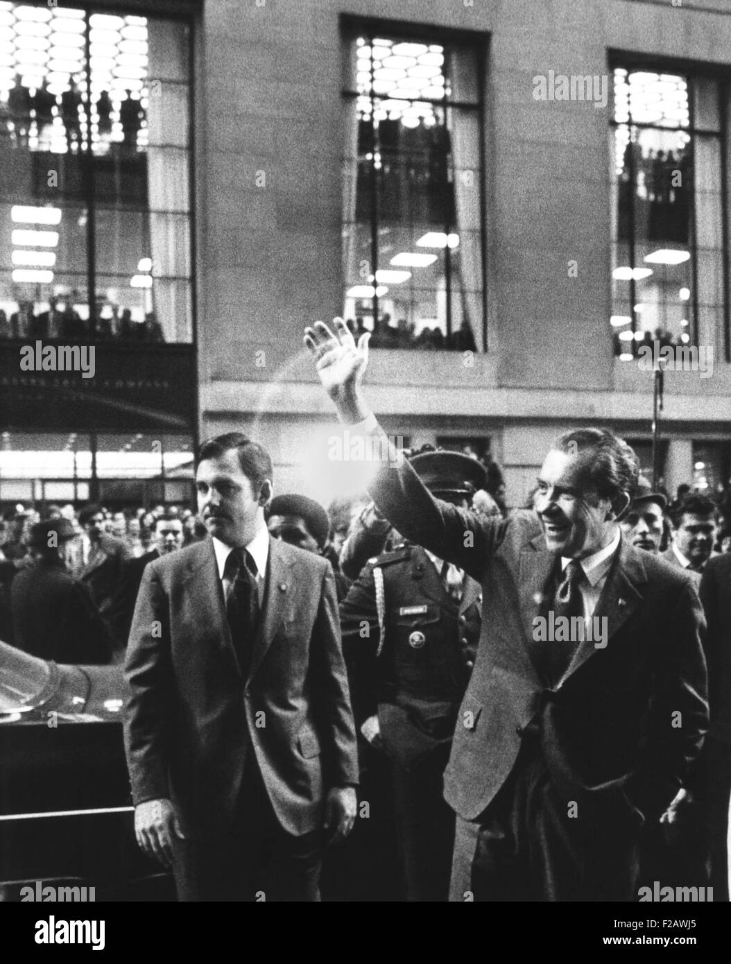 President Richard Nixon waves to crowd on Broad Street in the Financial ...